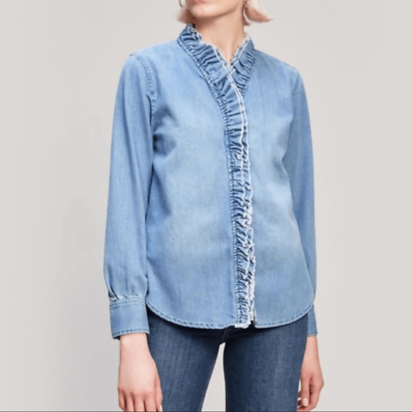 Isabel Marant | Tops | Etoile Isabel Marant Nawendy Ruffle Denim Shirt ...